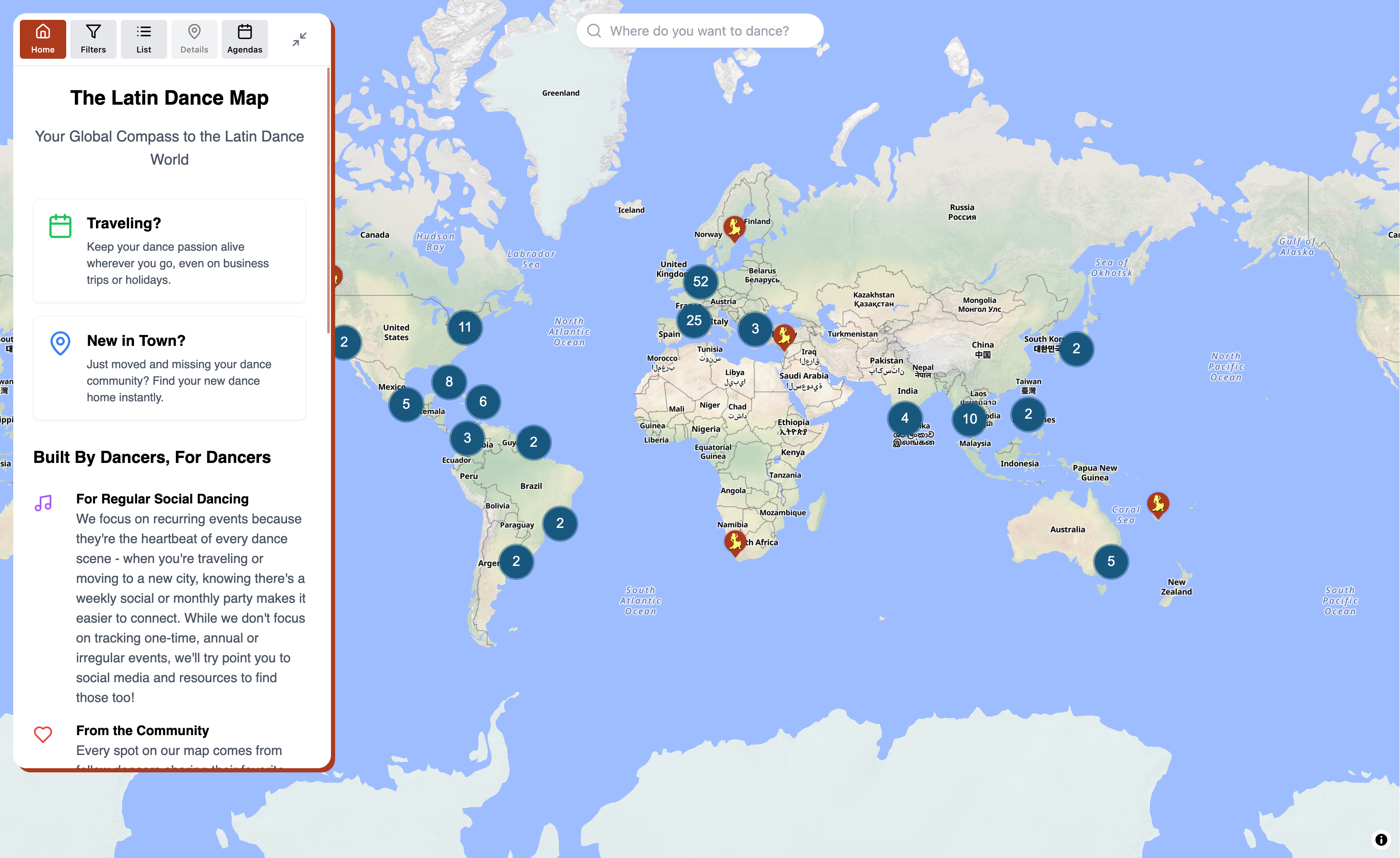 The Latin Dance Map - Find Latin Dancing Events Worldwide